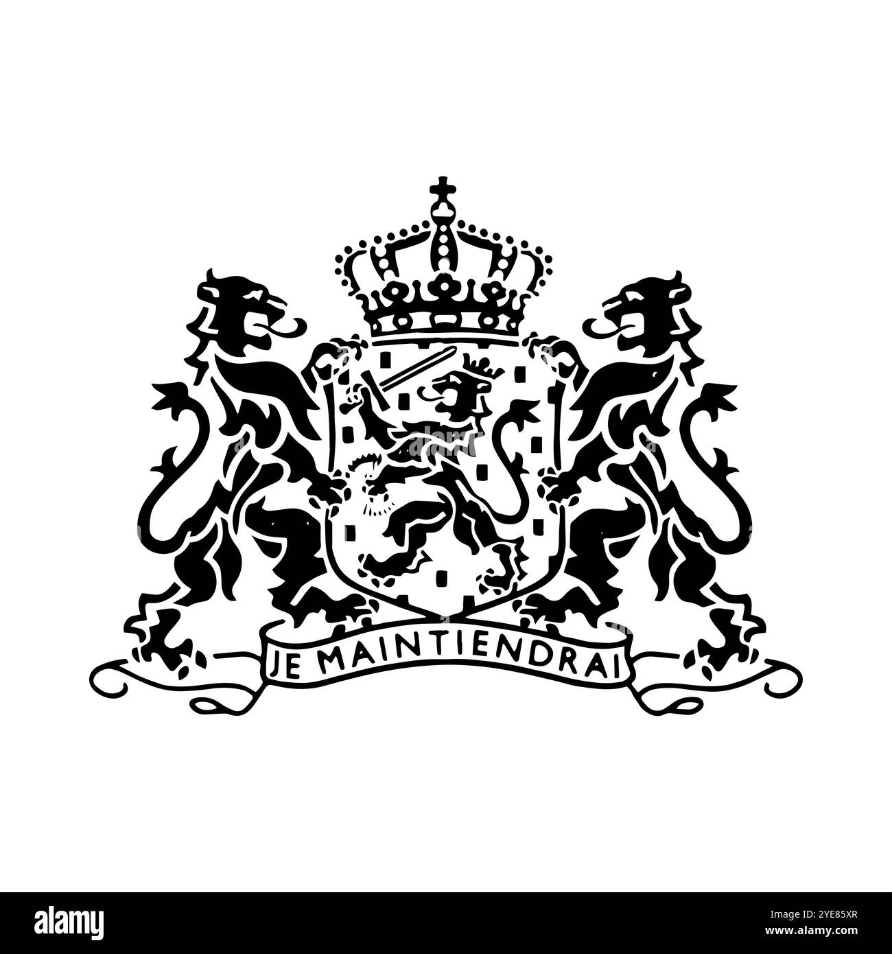 National Emblem of Netherlands Black and White Coat of Arms used in ...