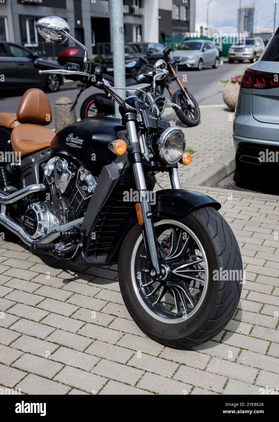 Minsk, Belarus, October 30, 2024 - Classic black motorcycle Indian ...