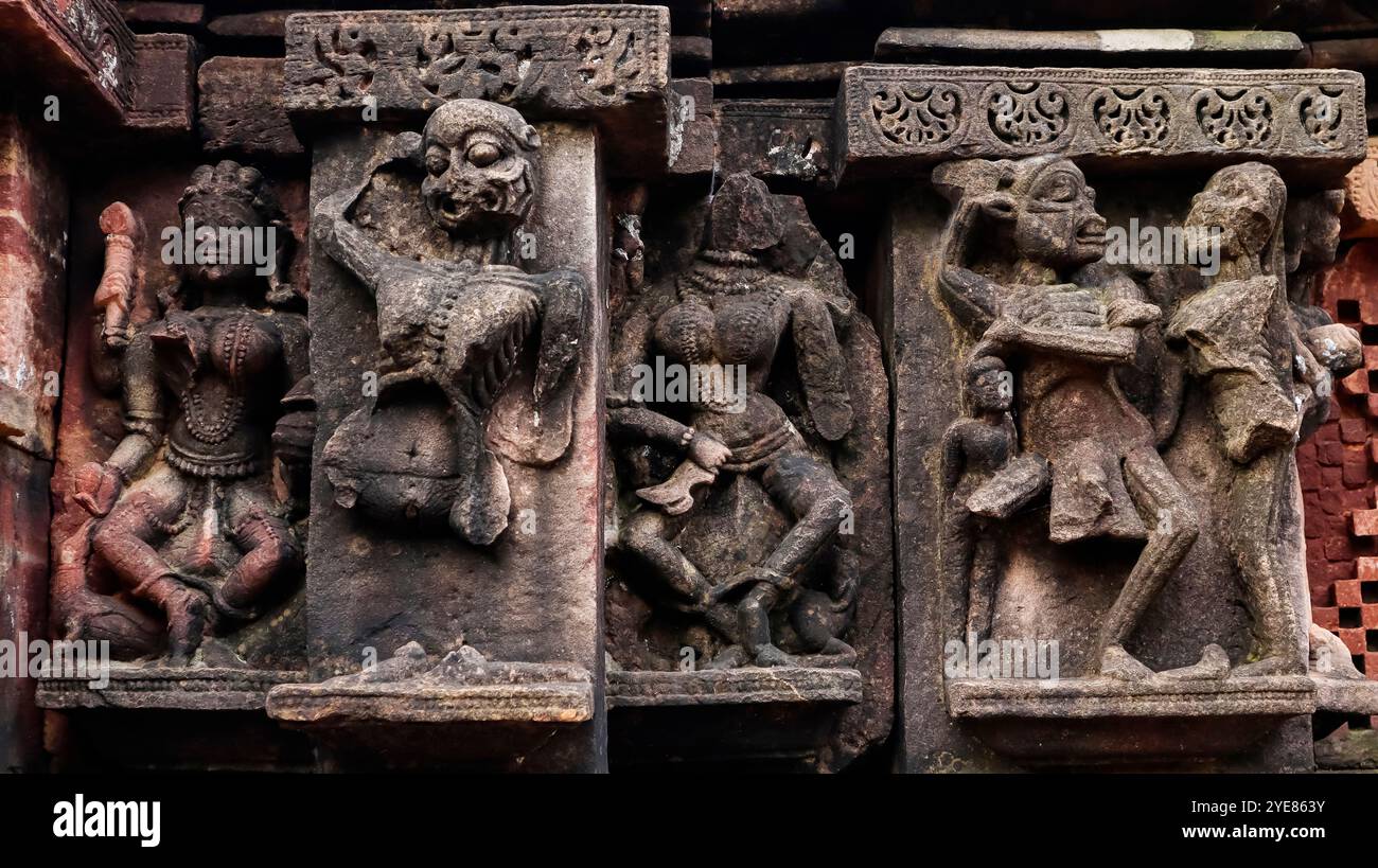 Unique carved sculptures of Pishach on the Mohajmata Temple, located in ...
