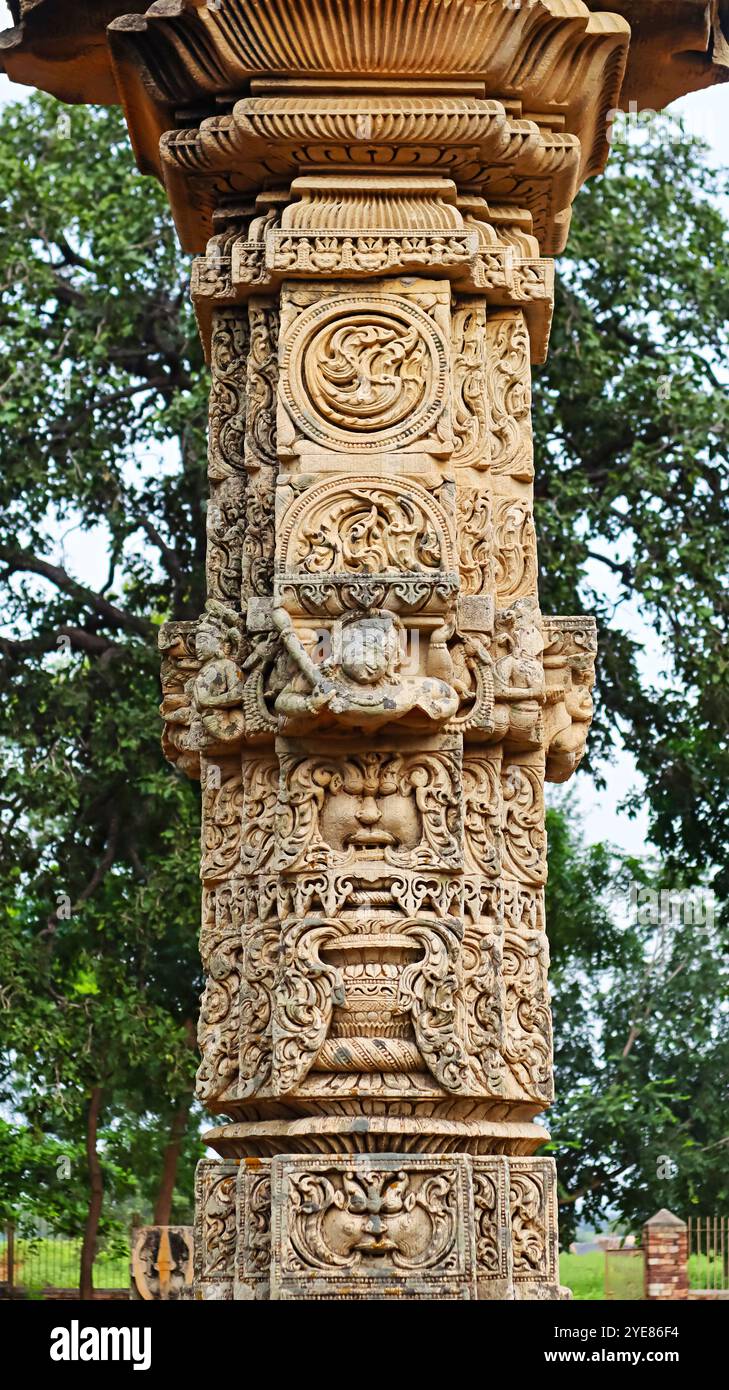 Ancient carvings on the toran of Mohajmata Temple, located in Terai ...
