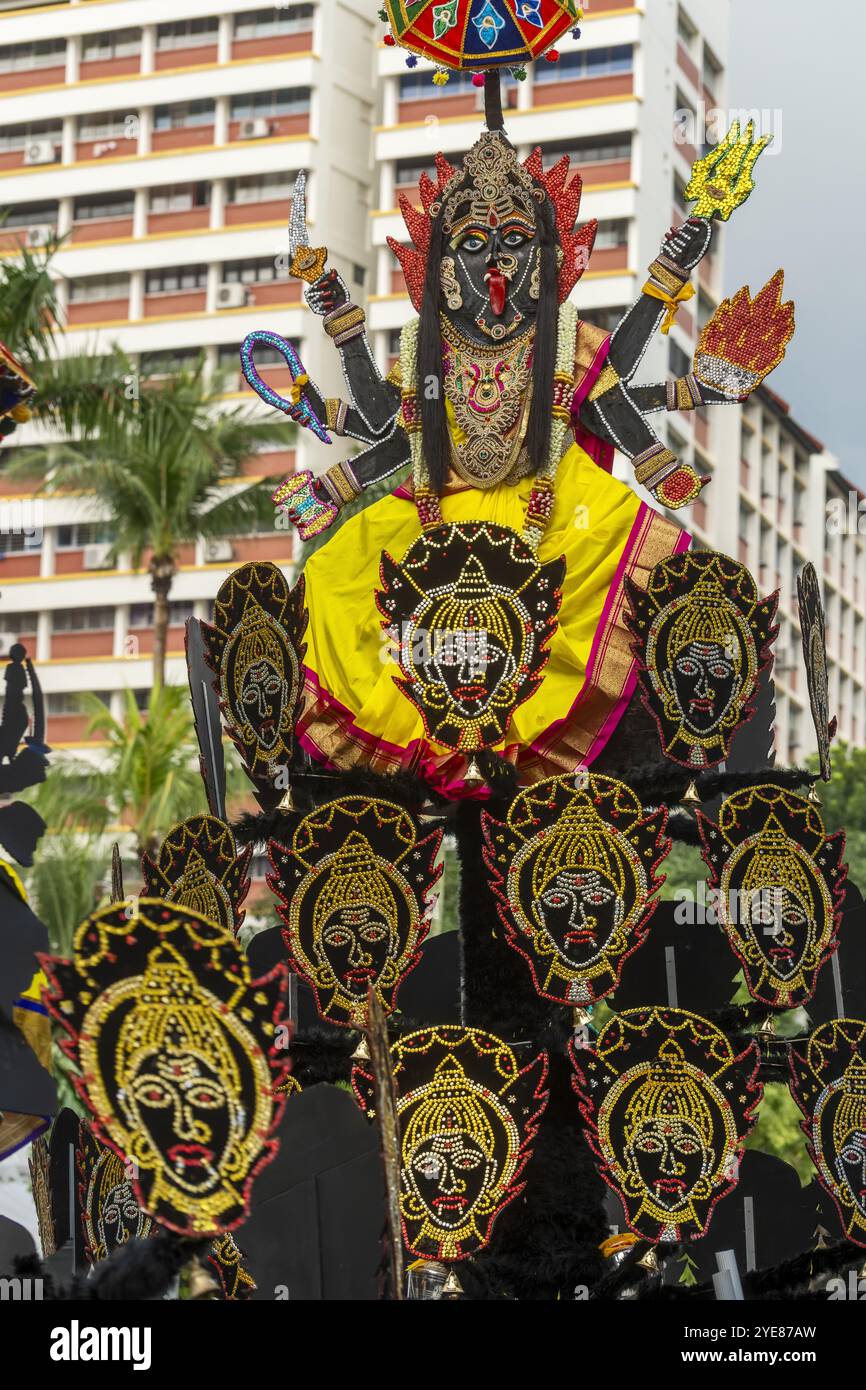 detail of a portable altar called Kavadi at the Thaipusam festival in ...