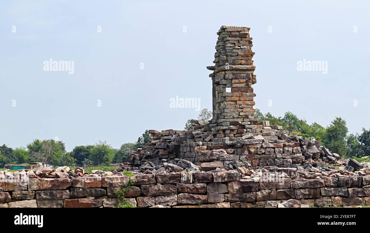 View of an ancient ruined temple with a high platform in the Mahadev ...