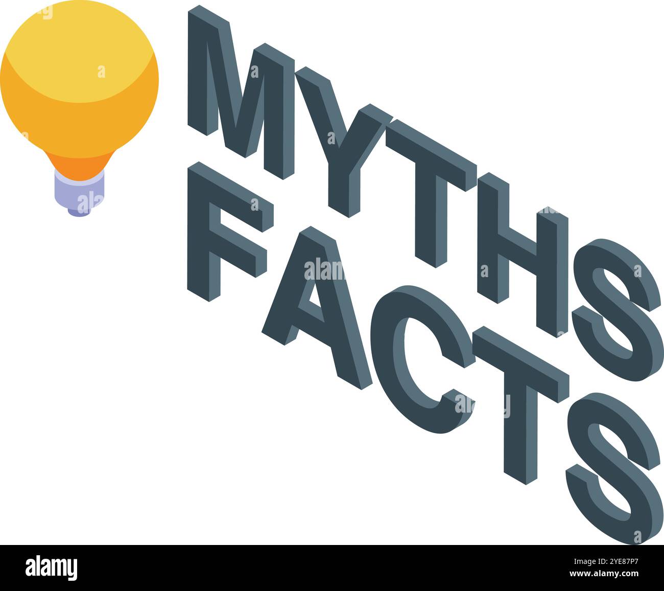 Isometric view of myths versus facts concept with light bulb ...