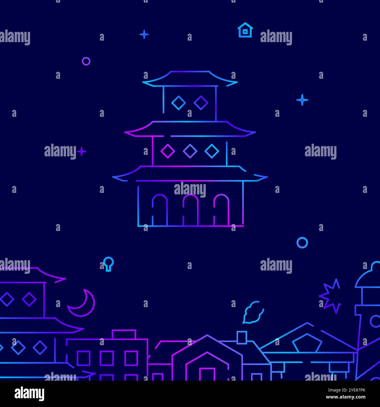 Chinese pagoda gradient line icon, vector illustration Stock Vector Image & Art - Alamy