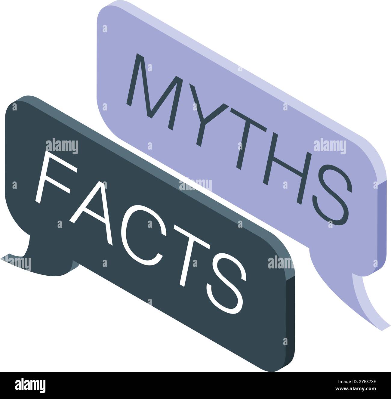 Two speech bubbles representing facts versus myths, symbolizing the ...