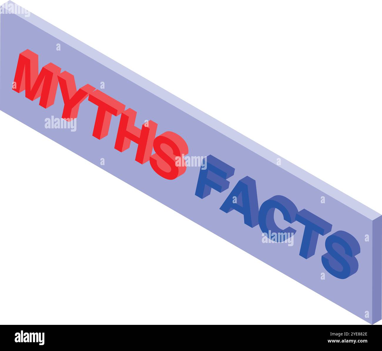 3d illustration comparing myths and facts, representing the contrast ...