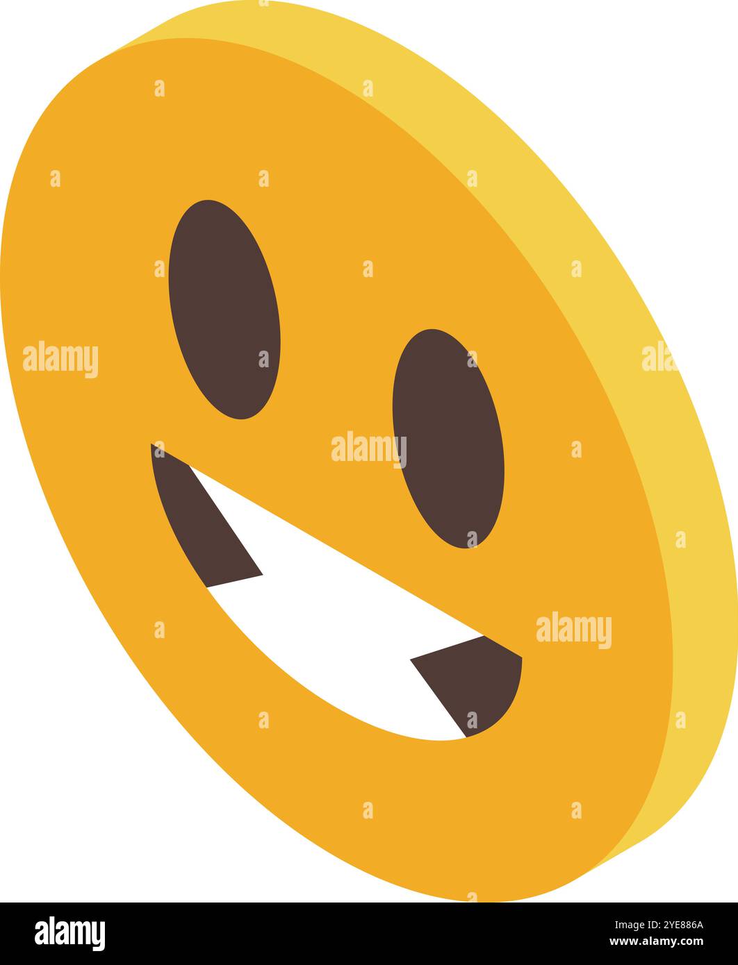 Yellow grinning squinting face emoticon with a wide, toothy smile ...