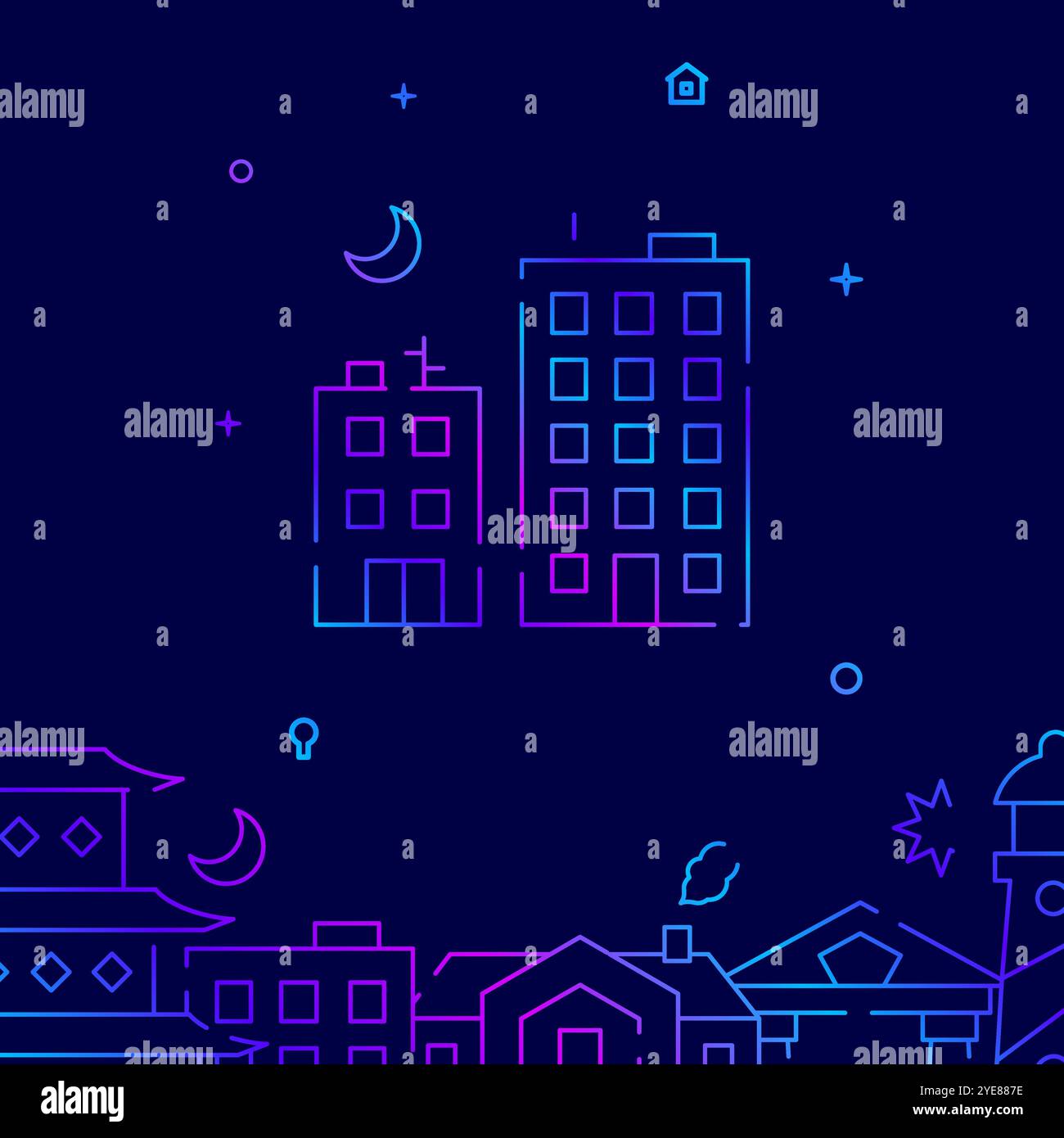 Residential areas, panel houses gradient line icon, vector illustration Stock Vector Image & Art ...