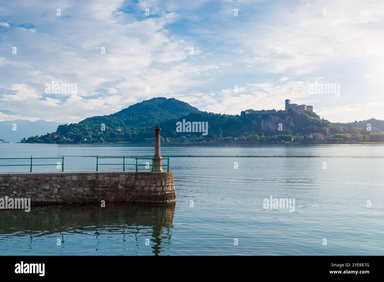 Lake Maggiore, Italy. Arona lakeside in the historic center and view ...