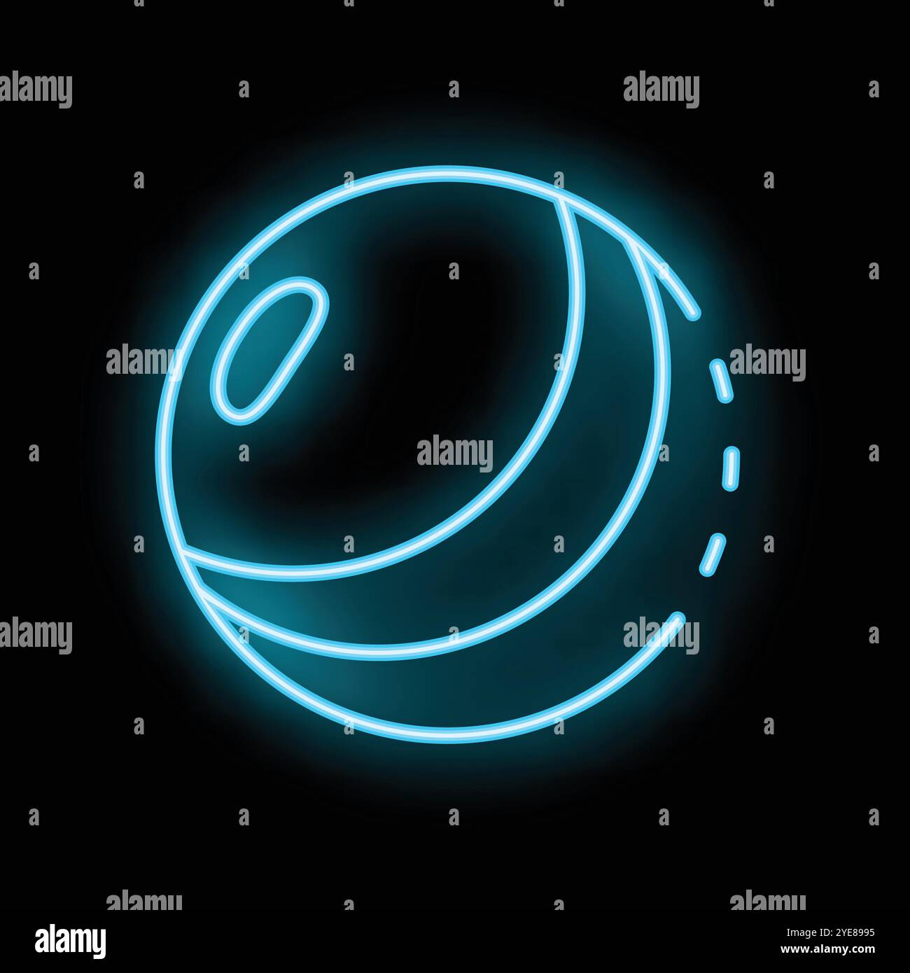 Blue neon sign of a basketball moving forward, isolated on a black ...