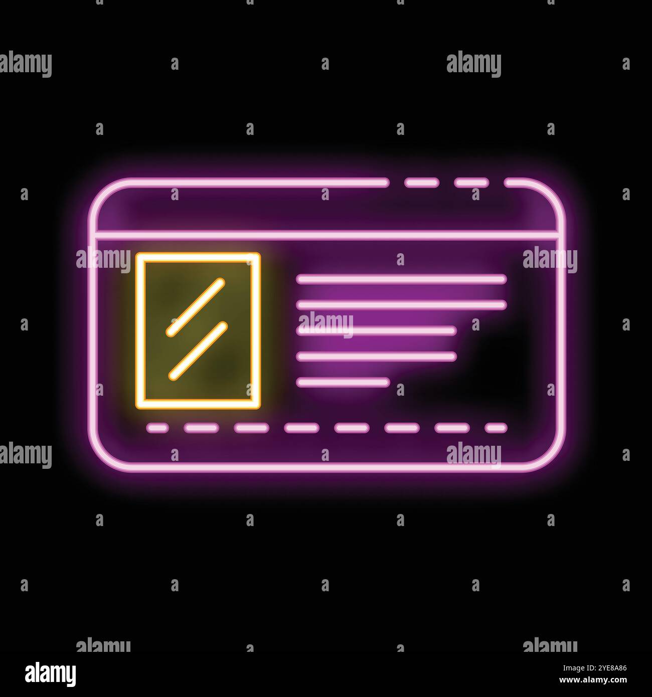 Neon sign of id card glowing on black background Stock Vector Image ...