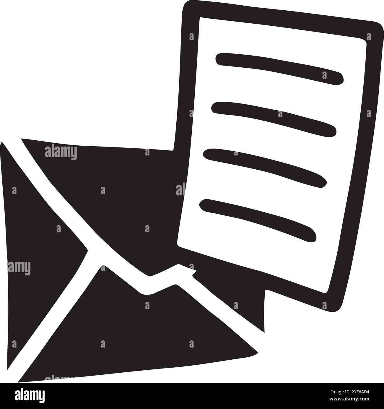 Doodle Open envelope with letter icon or logo, hand drawn with thin ...
