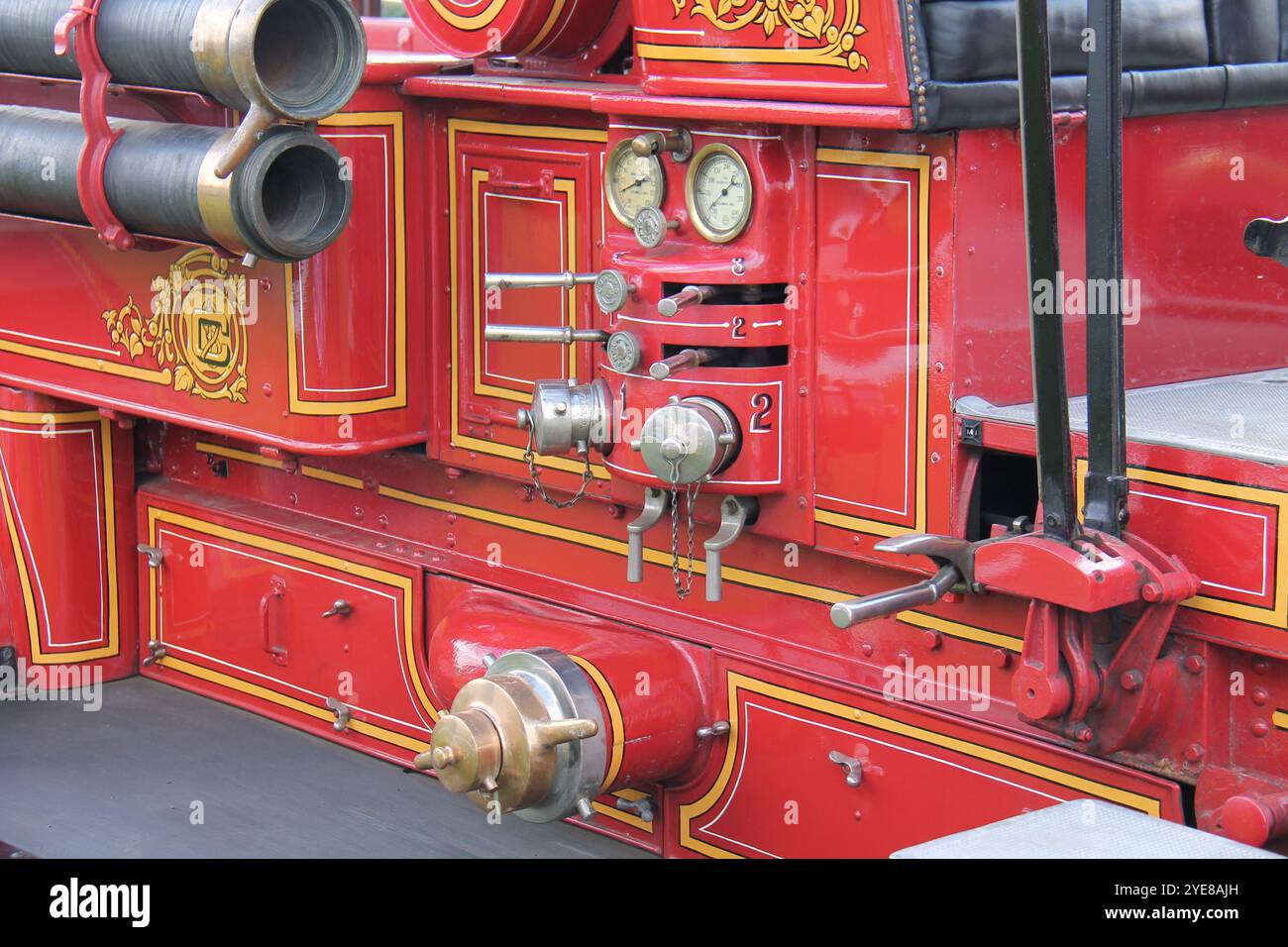 The Pump Controls on a Vintage Fire Engine Tender Stock Photo - Alamy