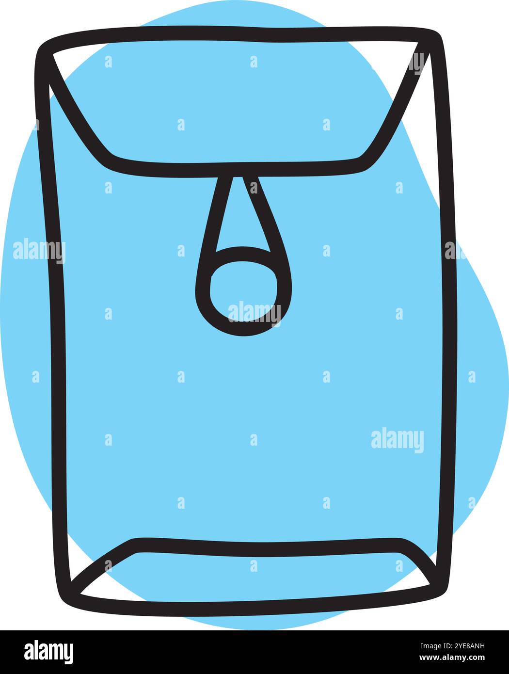 Doodle letter, open end button string envelope icon or logo, hand drawn ...