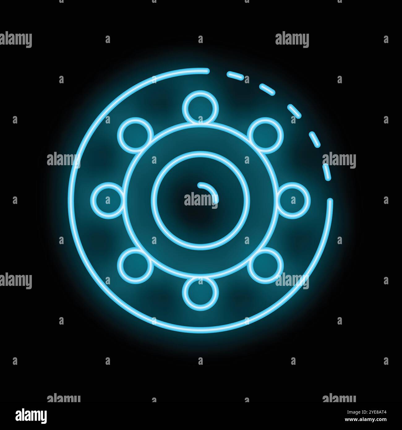 Neon blue virus icon rotating on black background Stock Vector Image ...