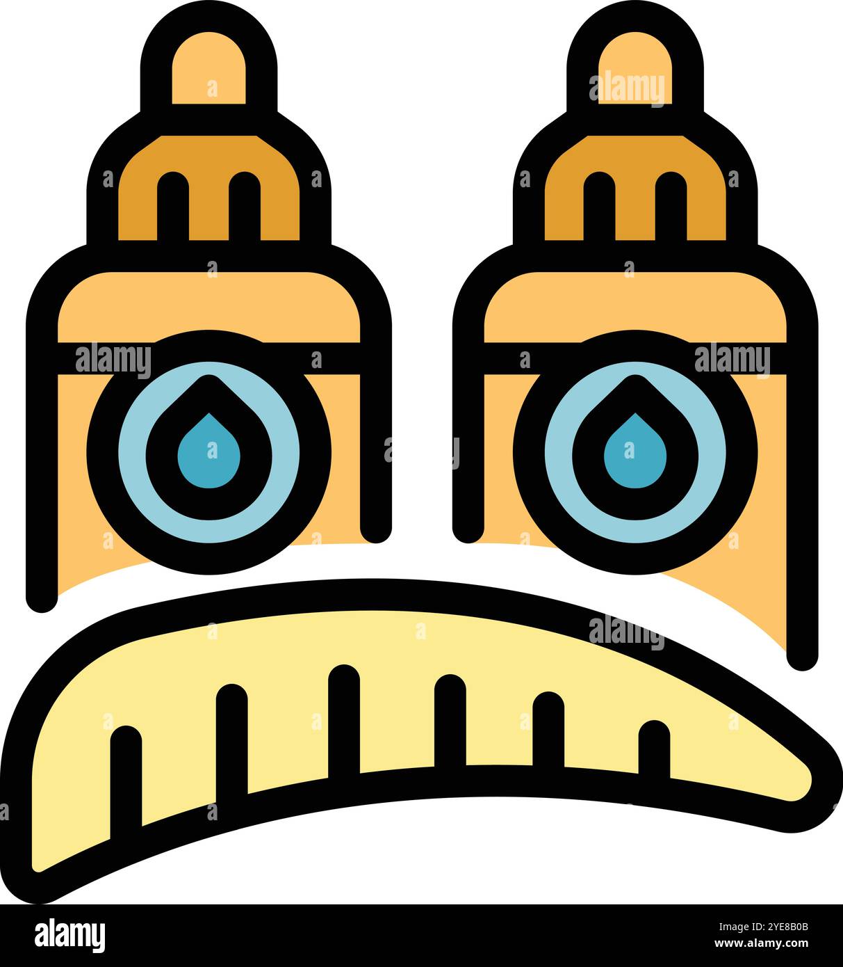 This illustration features two sad water towers with big eyes ...