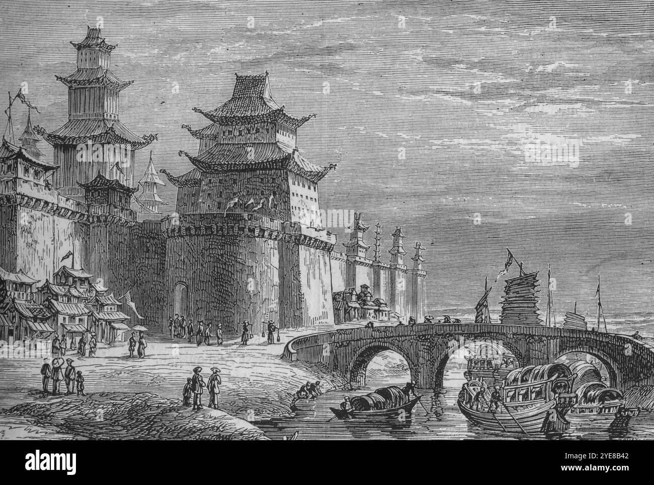 19th century illustration of the Western Gate of Peking, China Stock ...
