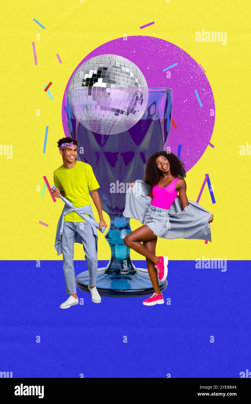 Vertical woman man clubbers discoball party entertainment leisure ...