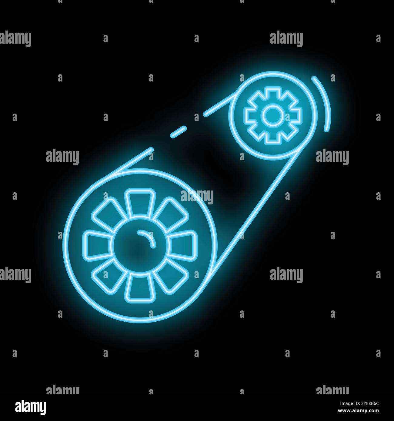 Glowing neon timing belt highlighting the concept of engine ...