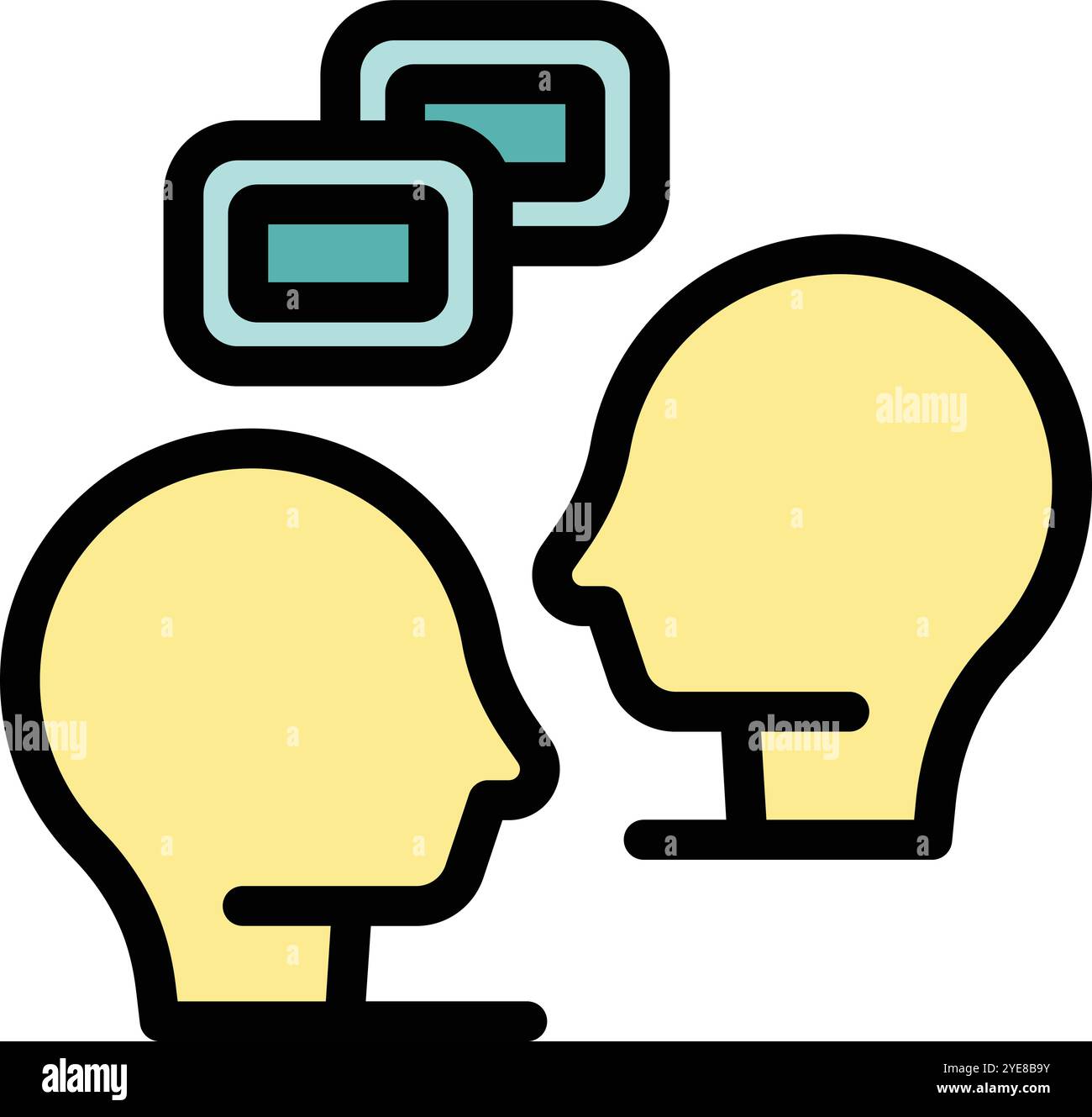 Two people exchanging ideas, represented by speech bubbles, during a ...