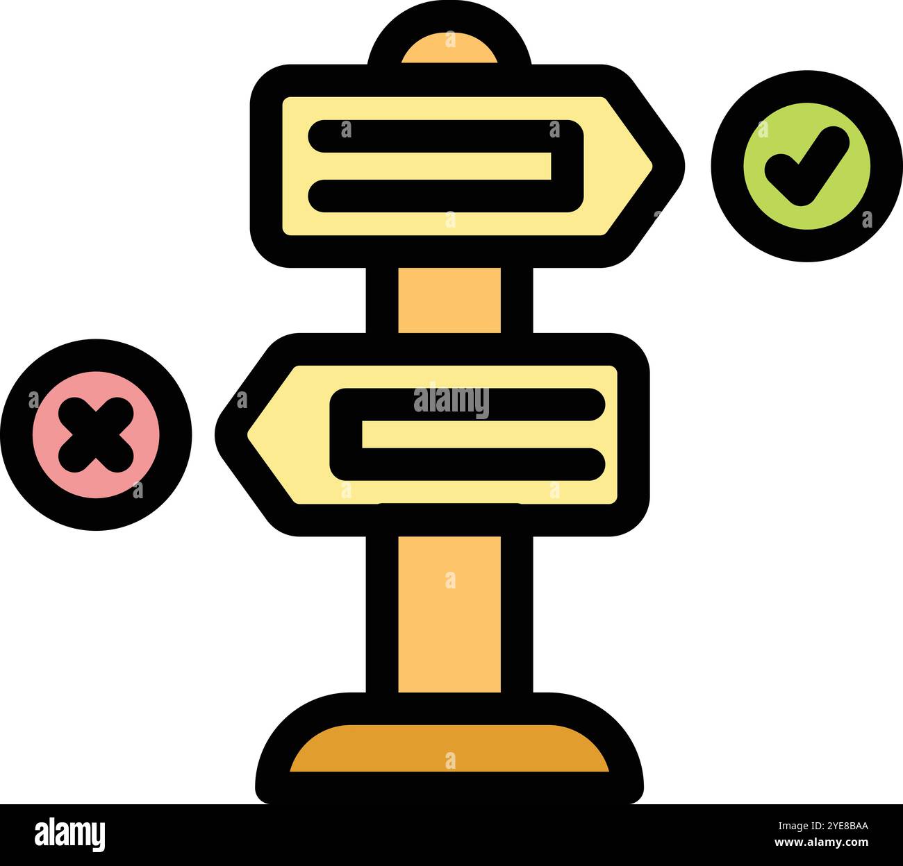 Conceptual icon of decision making process with right and wrong road ...