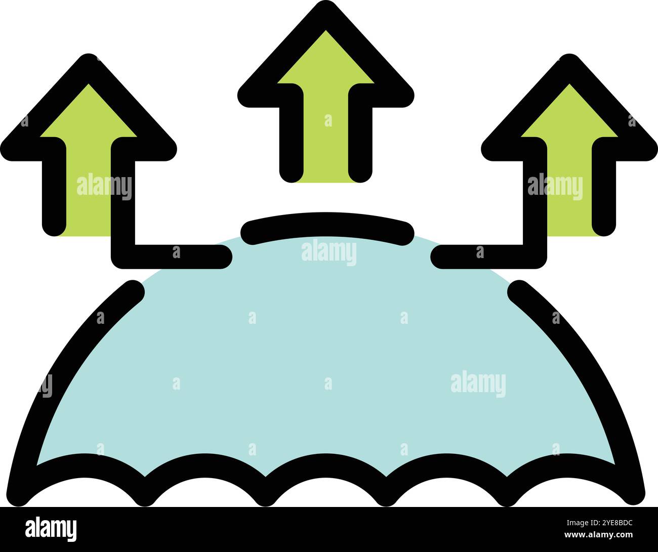 Icon of a surface tension liquid with three arrows pointing up from it ...
