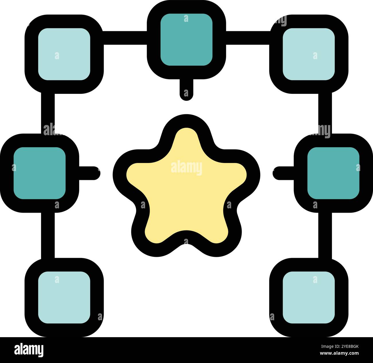 Blockchain network connecting multiple blocks around a star icon ... Blockchain network connecting multiple blocks around a star icon ...