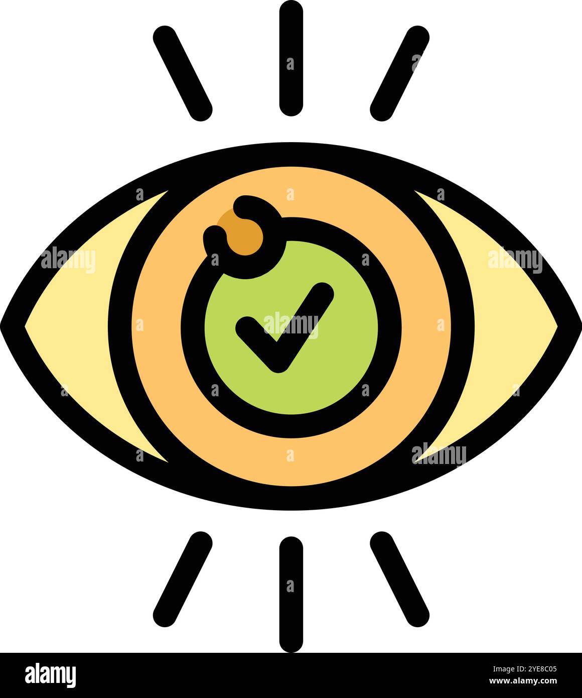 Eye with check mark illustrating concept of good vision, health, or ...