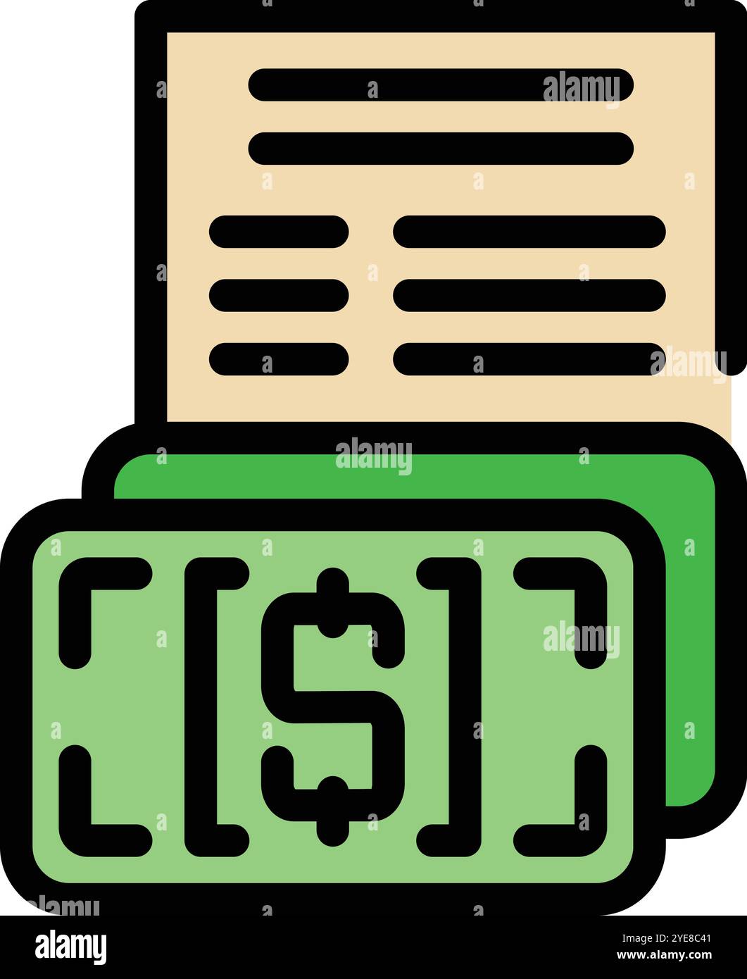 Stack of money with an invoice on top illustrating the concept of ...