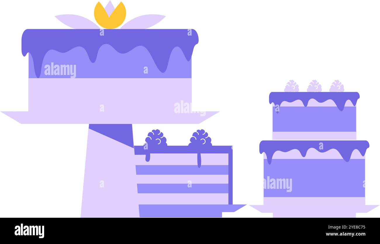 Assorted Cakes On Stands In Flat Vector Illustration Symbolizing ...
