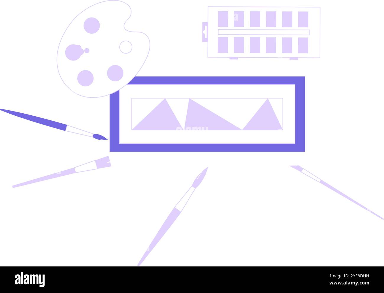 Artist Palette With Brushes And Color Chart In Flat Vector Illustration ...