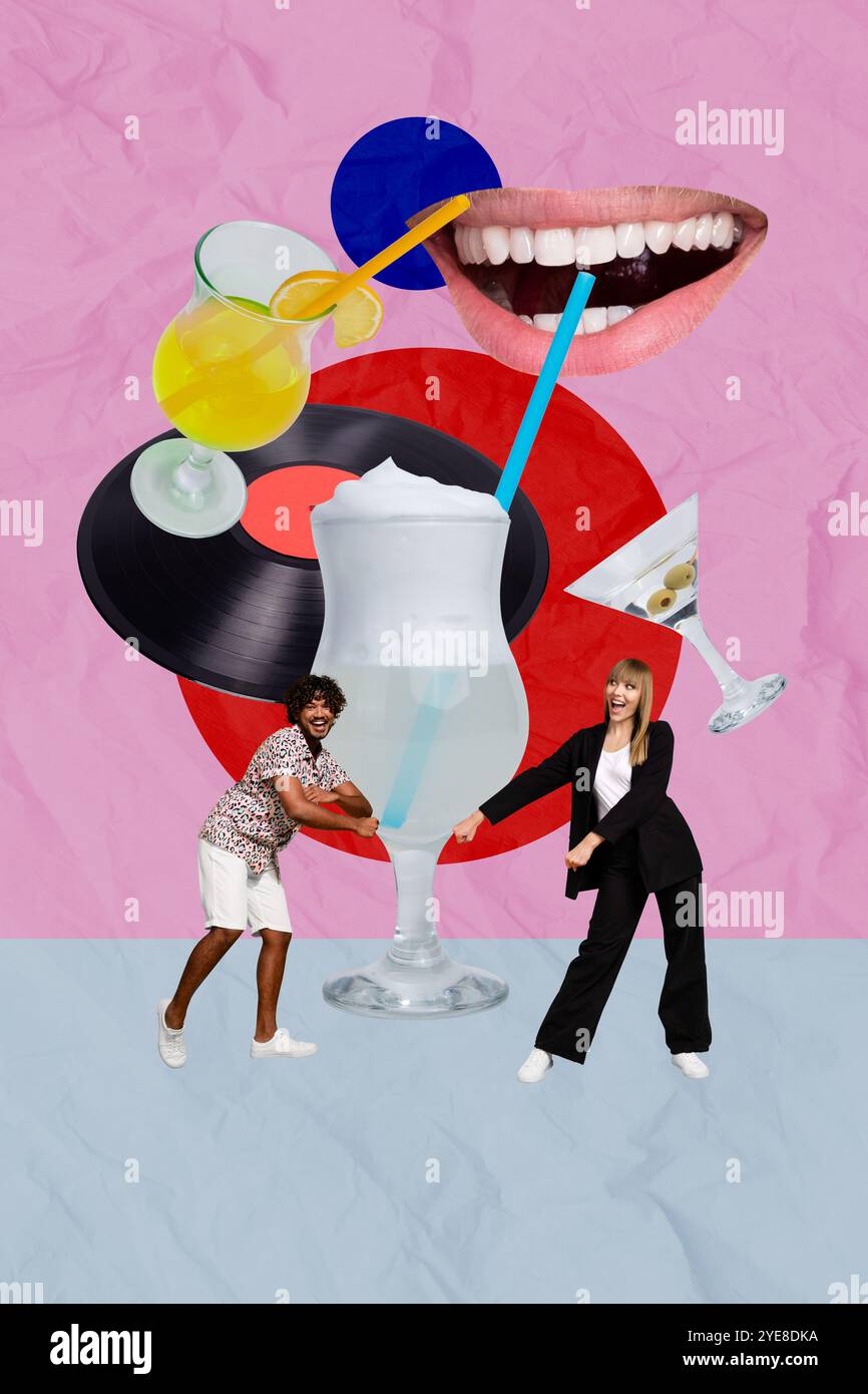 Composite trend artwork sketch image photo collage of vinyl party ...