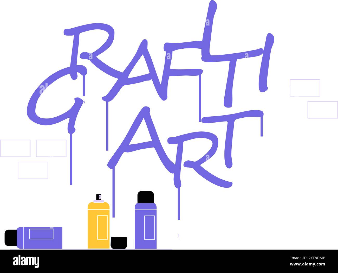 Graffiti Art Text With Spray Paint Cans In Flat Vector Illustration ...