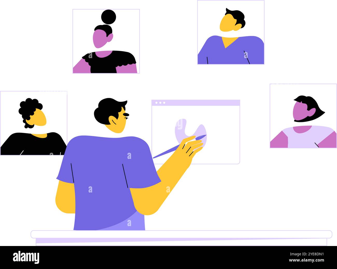 NFT Artist Creating Digital Portraits In Flat Vector Illustration ... NFT Artist Creating Digital Portraits In Flat Vector Illustration ...