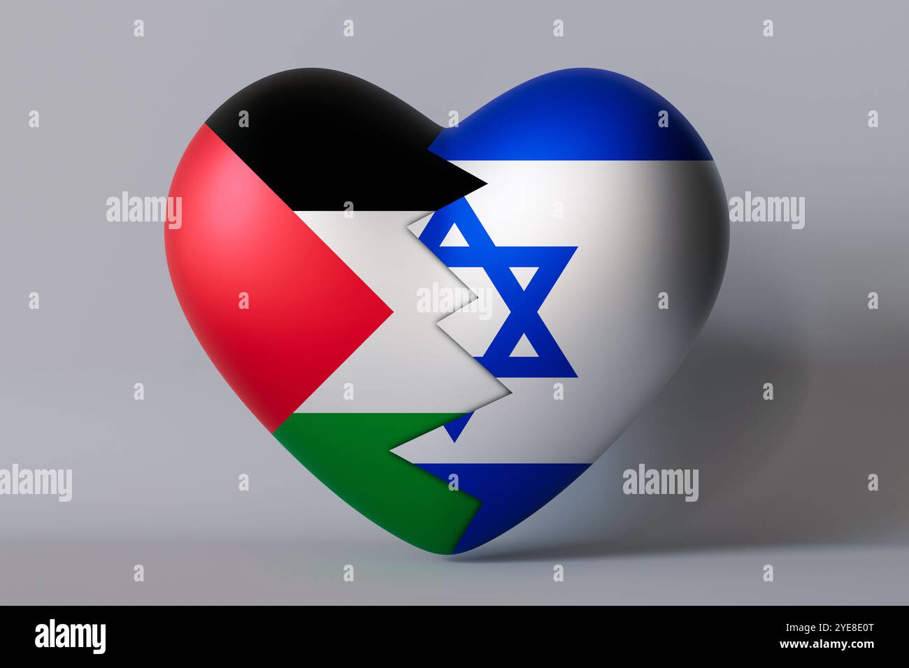 Heart divided into two parts, featuring the Palestinian and Israeli ...