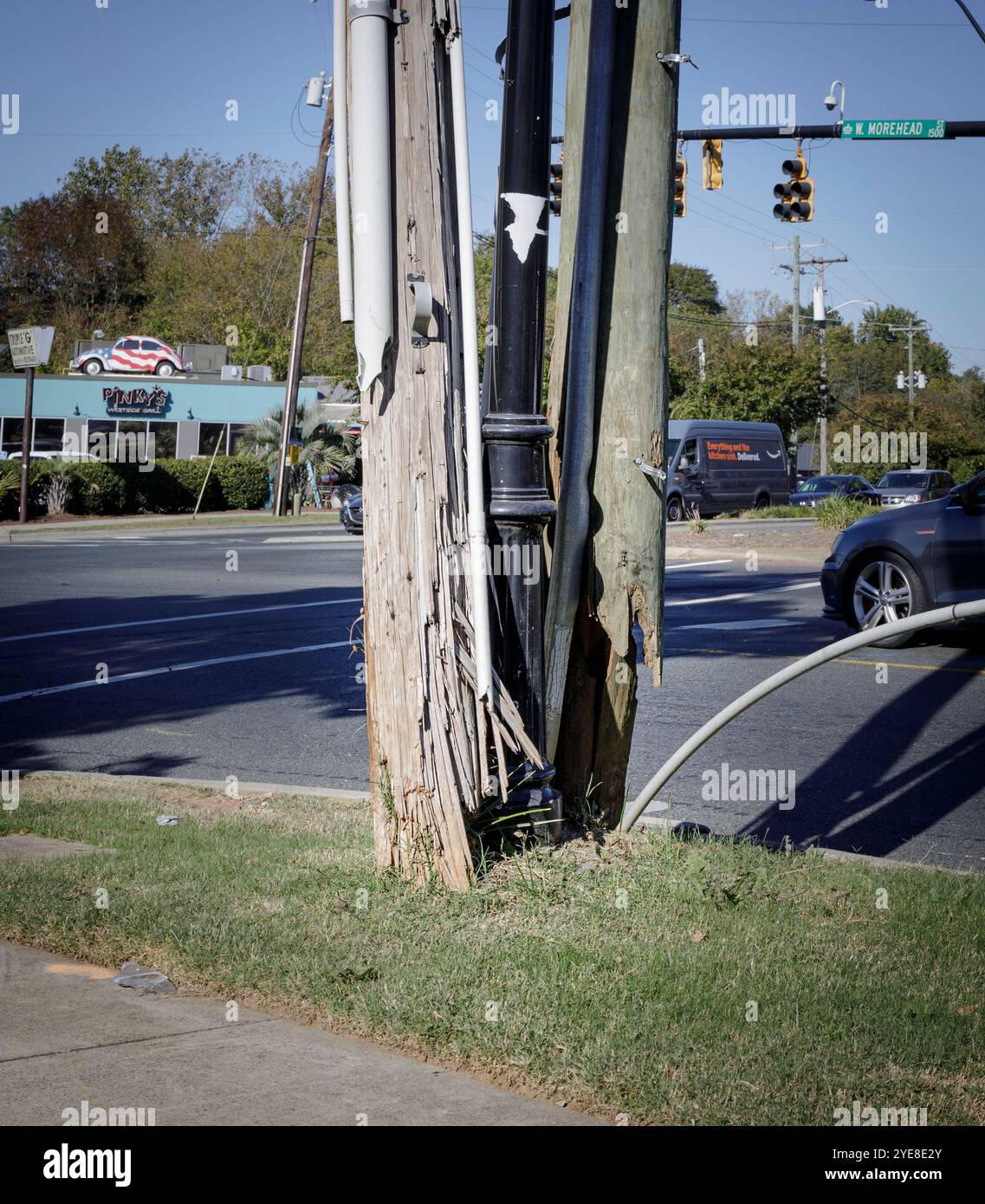 Broken utility poles hi-res stock photography and images - Alamy
