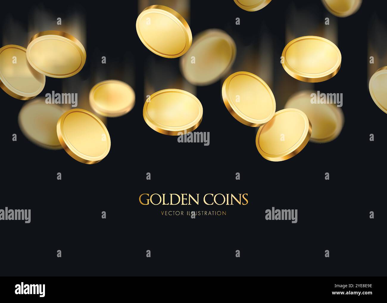 Realistic gold coin. Falling or flying money. Finance, investment and ...