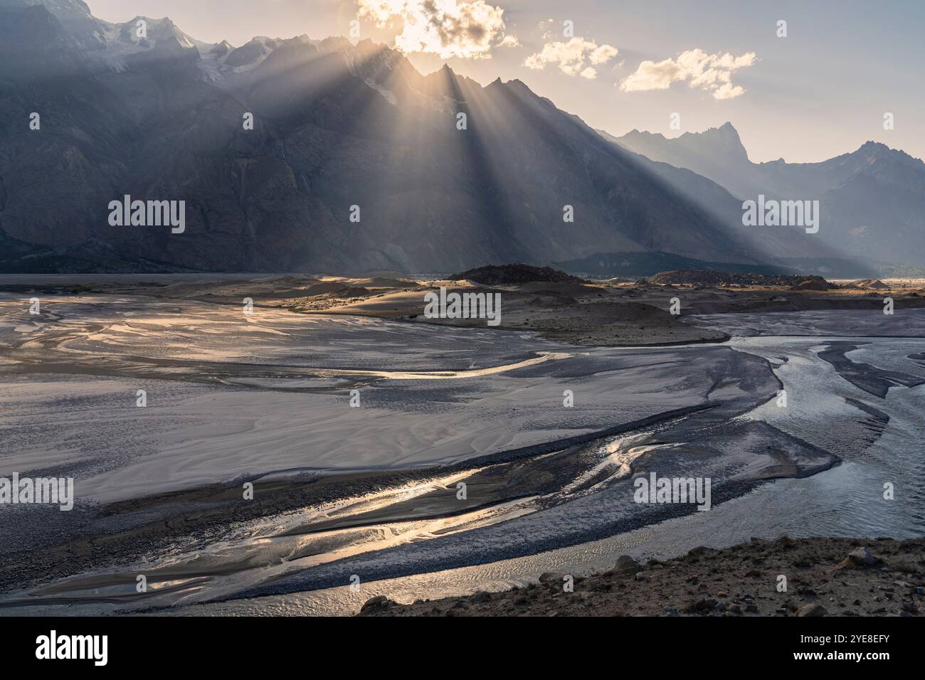 Beautiful landscape view of Shigar river and valley in Karakoram ...