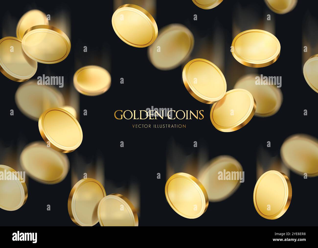 Realistic gold coin. Falling or flying money. Finance, investment and ...