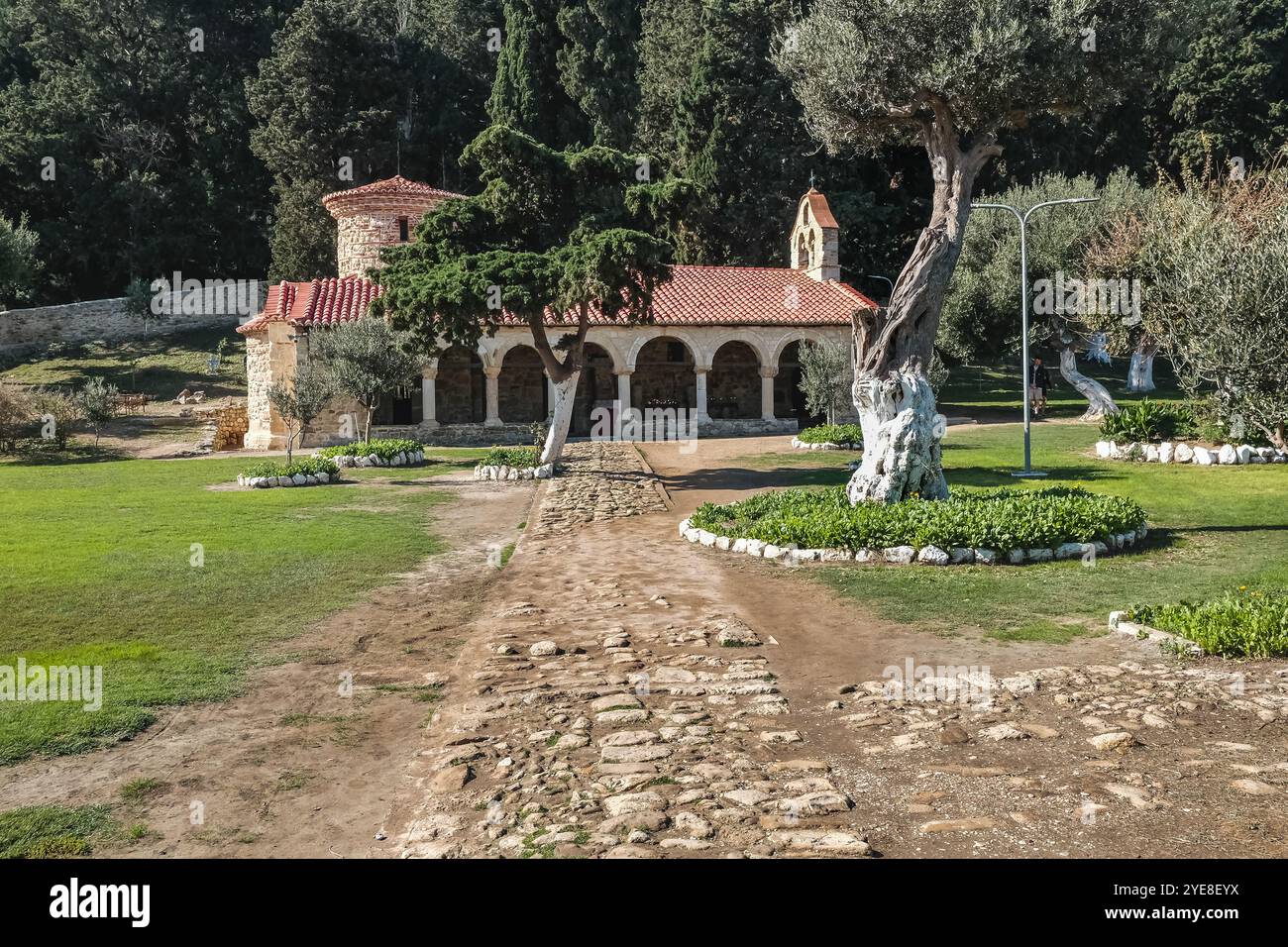 the Saint Mary's Monastery on Zvernec island in Albania. also known as ...