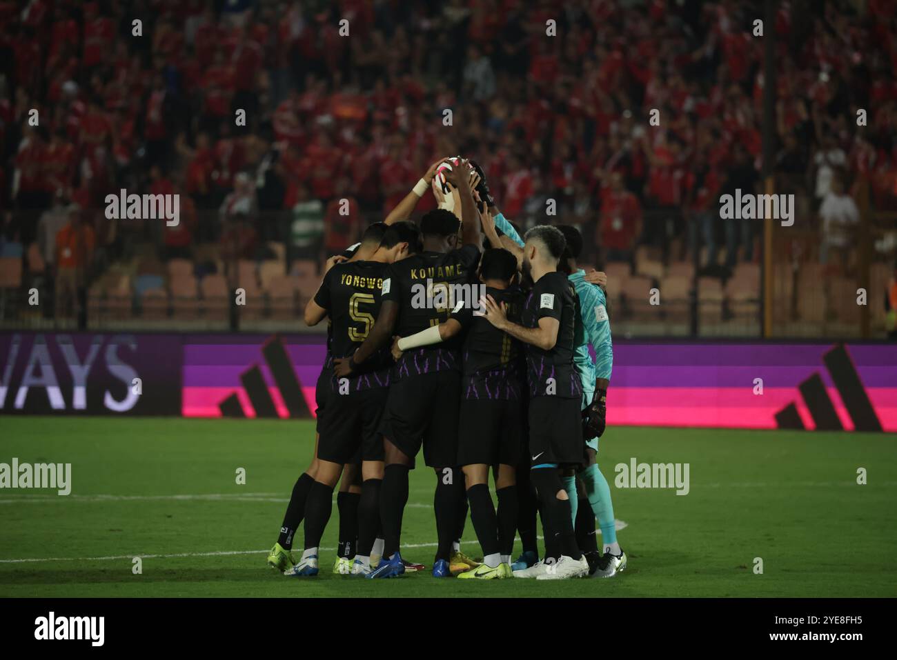 CAIRO, EGYPT - OCTOBER 29: Al Ain FC players team huddle during the ...
