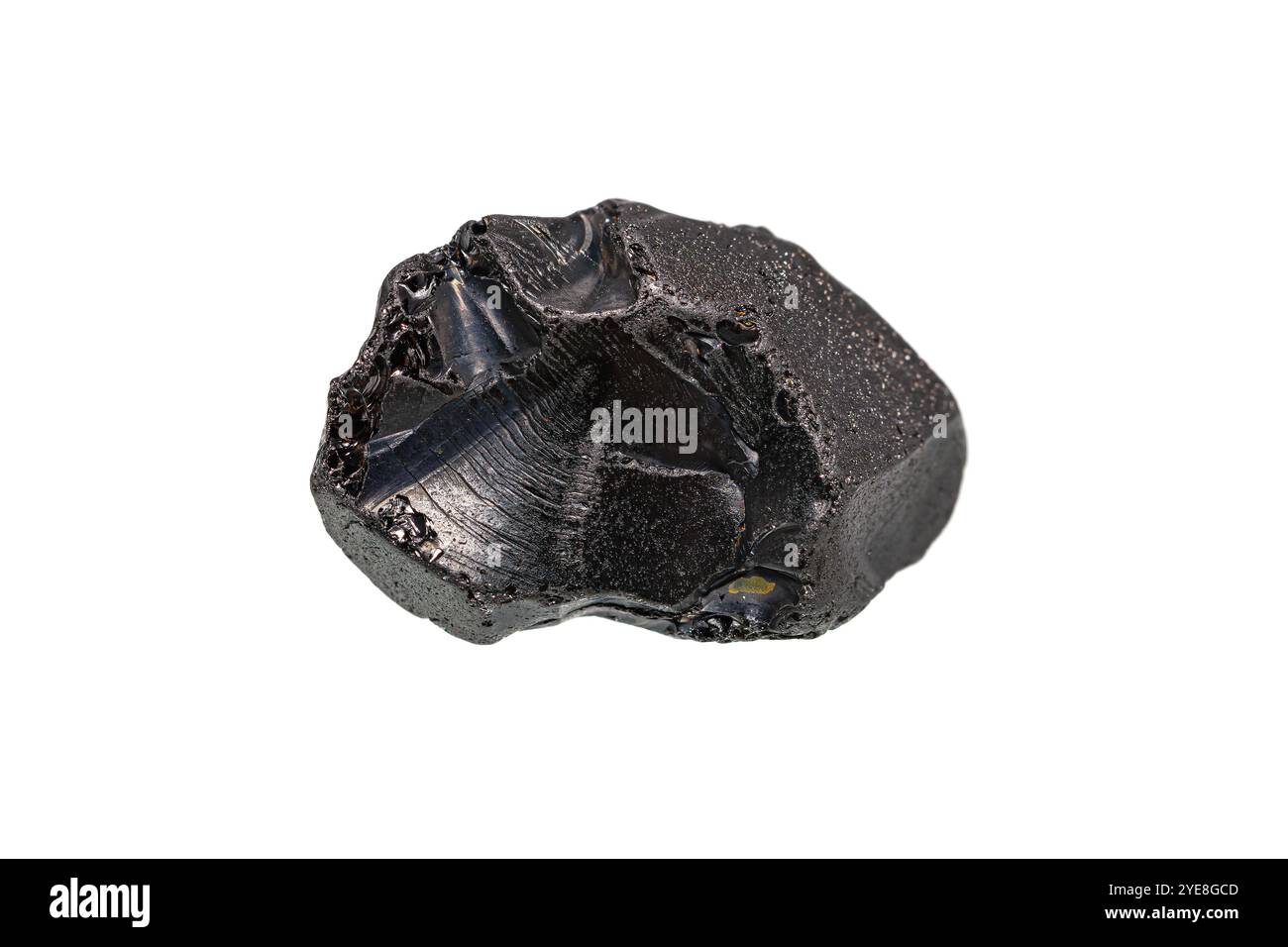 Natural rough Pleonaste (black spinel) gemstone on white background ...