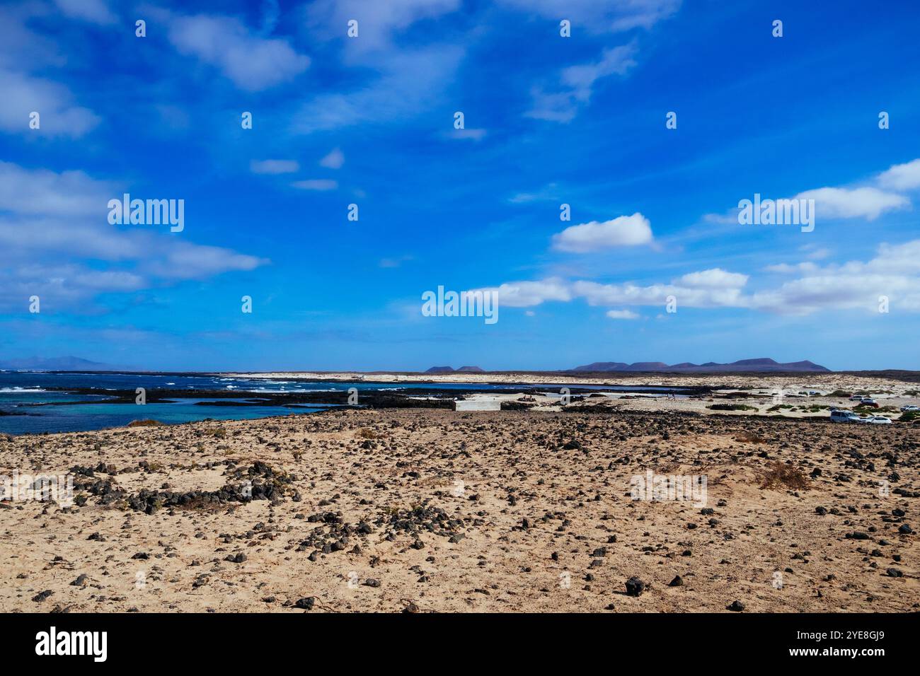 The rugged terrain and natural beaches in northern Fuerteventura ...