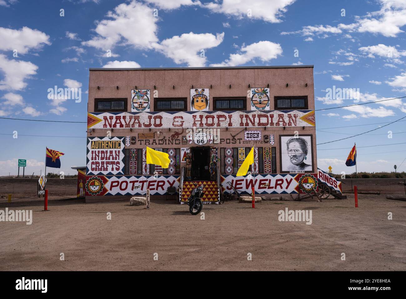Navajo and Hopi arts and crafts are promoted on the facade of a ...