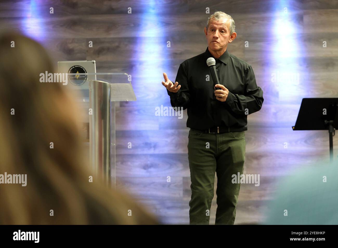 Pastor Arturo Laguna speaks during services at Casa de Adoracion ...