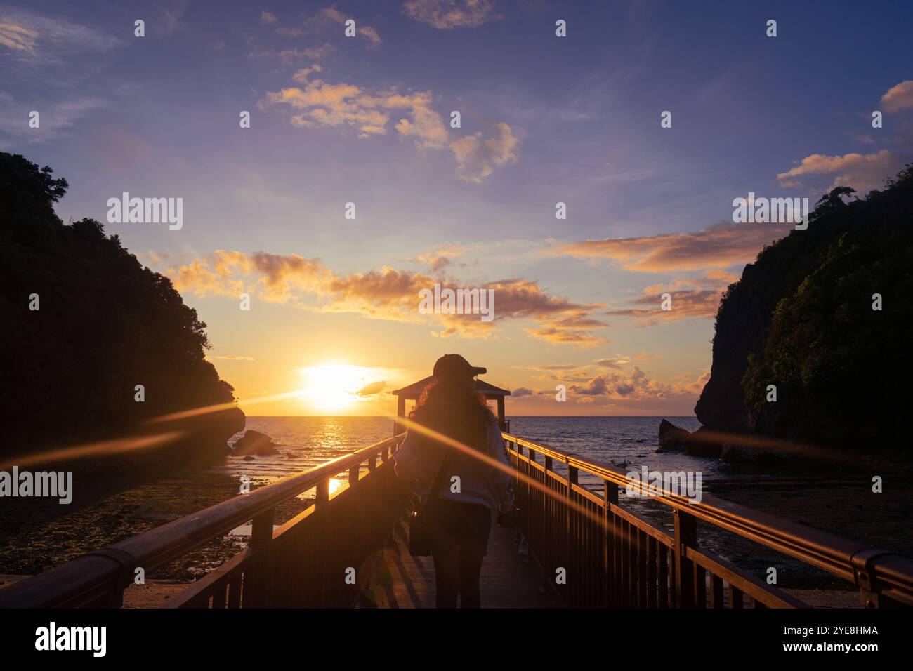 Woman silhouette on bridge hi-res stock photography and images - Alamy