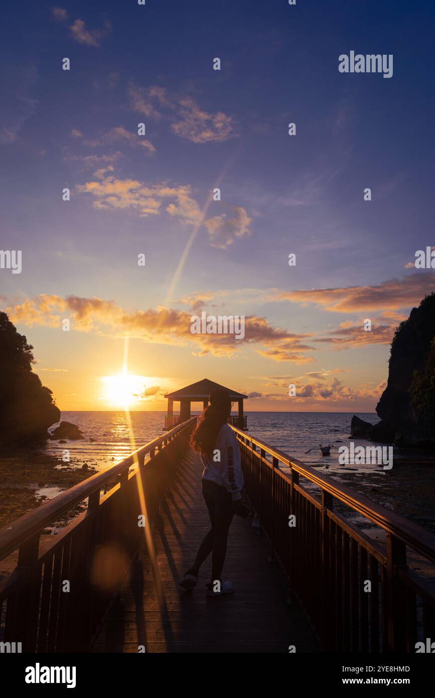 Woman silhouette on bridge hi-res stock photography and images - Alamy