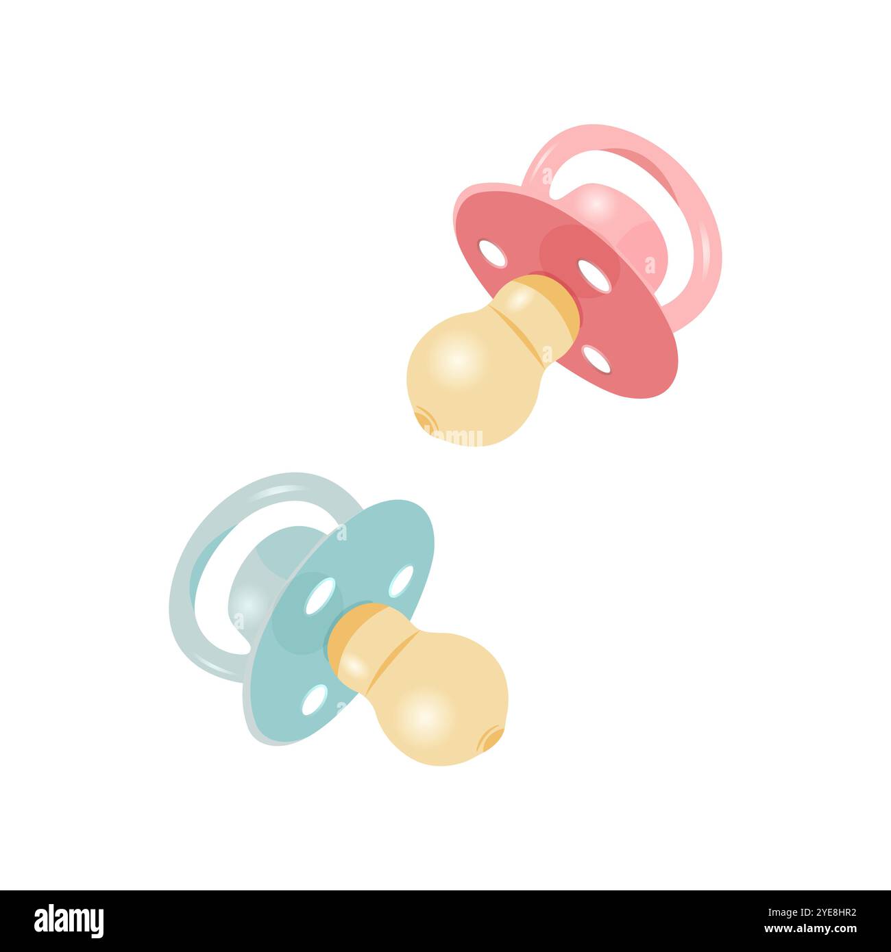 Baby pacifier. Pink and blue dummy for girls and boys. Flat vector ...