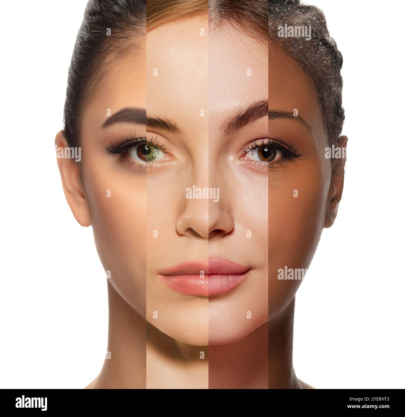 Collage made of portraits of different women with diverse nationality ...