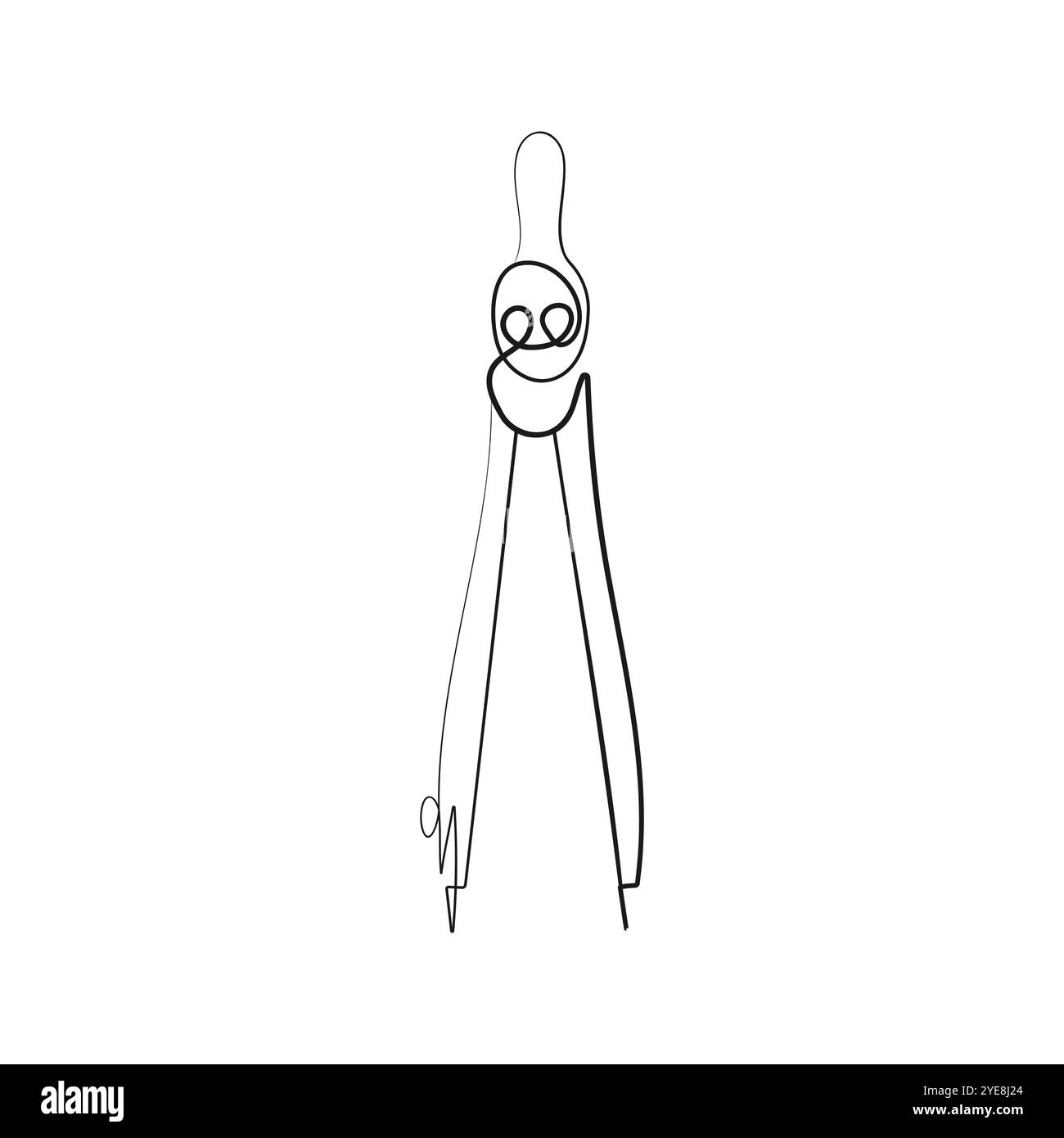 Technical compass stationery tool. One line art. Springbow compass for ...